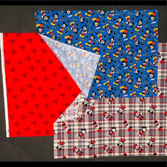 Disney | Other | Three Disney Mickey Mouse Cotton Fabrics New | Poshmark